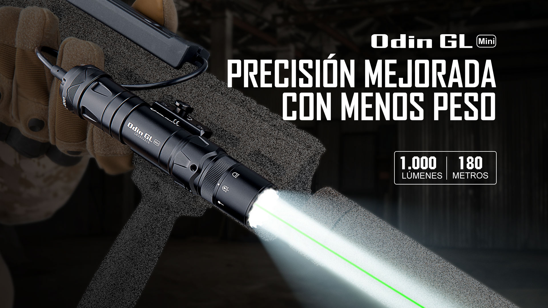 ODIN GL Mini 1,000 LUM. + LASER VERDE INC. CABLE REMOTO Y MONTURA ...